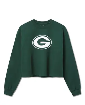Junk Food Clothing Nfl Green Bay Packers Crop Fleece - Forest Green