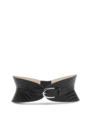 L'Agence Alexandra Corset Belt - Black Croc