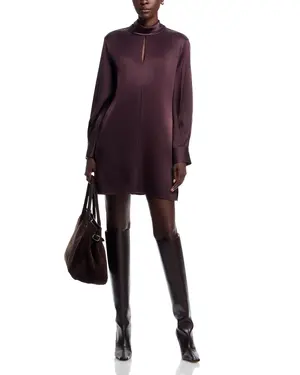 Theory Blouson Sleeve Dress - Deep Plum