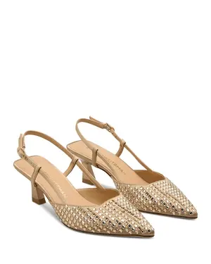 STUART WEITZMAN Vinnie Embellished Slingback Pumps - Sandstone