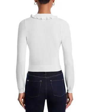 Alice + Olivia Dollie Ruffle Trim Cardigan - Soft White