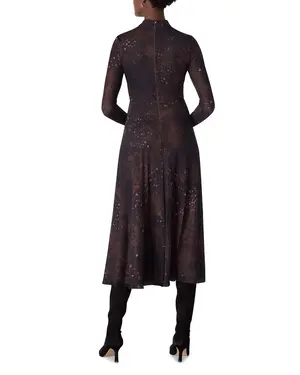 Whistles Spotted Animal Mesh Dress - Brown/multi