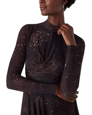 Whistles Spotted Animal Mesh Dress - Brown/multi