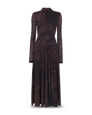 Whistles Spotted Animal Mesh Dress - Brown/multi