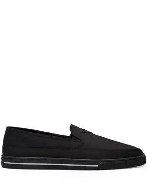 Prada Re-nylon Embossed Logo Slip-on Trainers - Black