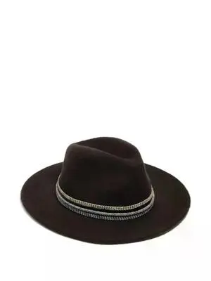 Bimba Y Lola Woven-trim Wide Brim Wool Hat - Brown