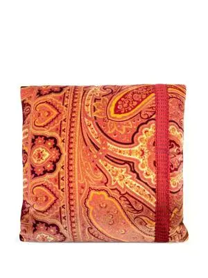 Etro Paisley-pattern Trim-detail Cushion - Orange