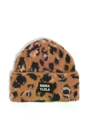Bimba Y Lola Leopard Print Knitted Hat - Brown