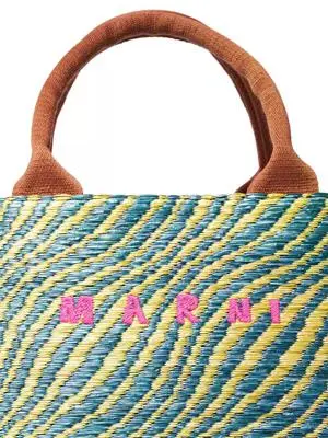 Marni Wave-patterned Raffia Effect Tote Bag - Green