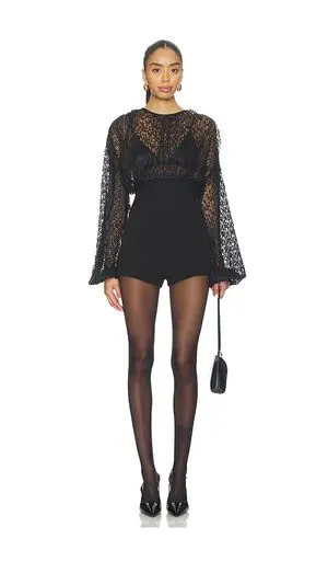 L'academie Abri Cropped Lace Top