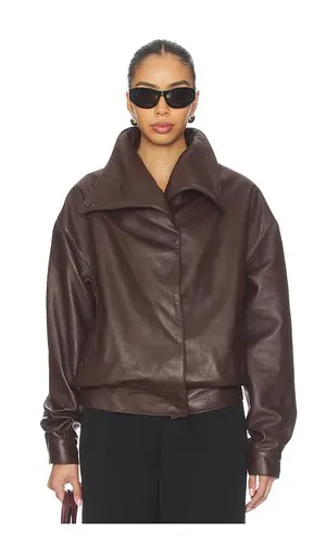 DIANA MILKANOVA STUDIO Leather Collar Jacket