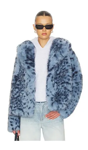 LAMARQUE Ravenna Faux Fur Coat - Blue Leopard
