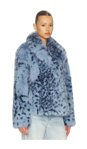 LAMARQUE Ravenna Faux Fur Coat - Blue Leopard
