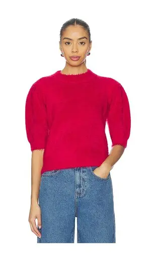 BOBI Mock Neck Puff Sleeve Sweater