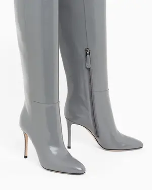 Giorgio Armani Patent Leather High-heeled Boots - Grey