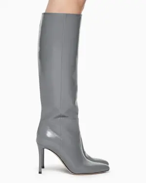 Giorgio Armani Patent Leather High-heeled Boots - Grey