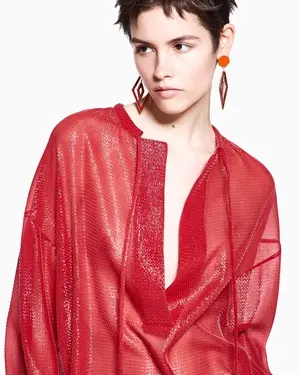 Giorgio Armani Oversized Silk Blend Shirt - Red