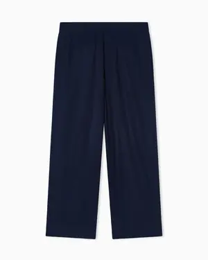 Giorgio Armani Relaxed Wool Flat-front Trousers - Navy_blue