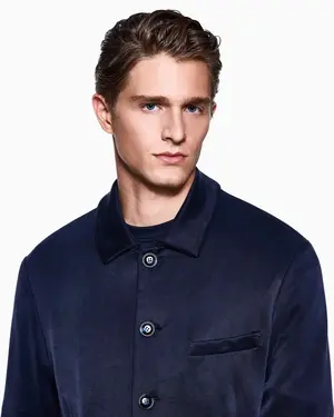 Giorgio Armani Single-breasted Cupro Blend Jacket - Navy Blue