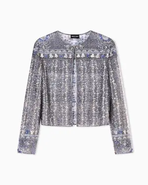 Giorgio Armani Embroidered Tulle Shirt Jacket - Patterned