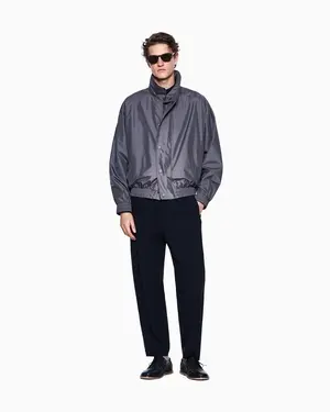 Giorgio Armani Pure Silk Technical Canvas Blouson - Grey