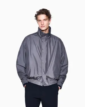Giorgio Armani Pure Silk Technical Canvas Blouson - Grey