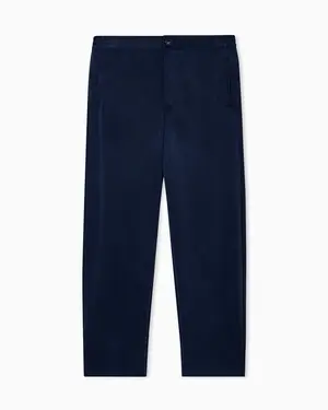 Giorgio Armani Cupro-blend Flat-front Trousers - Navy Blue