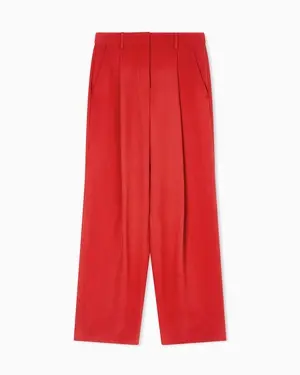 Giorgio Armani Single-pleat Washed Silk Crêpe Trousers - Red