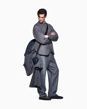 Giorgio Armani Flat-front Trousers In Modal And Cashmere Jersey Fleece