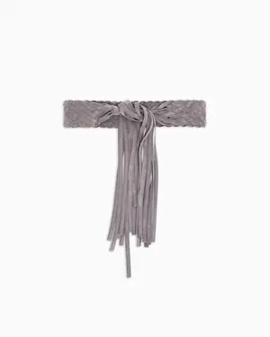 Giorgio Armani Woven Suede Belt - Grey