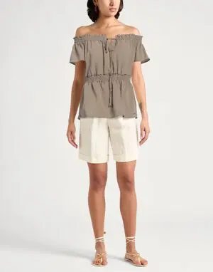 Guess Off-the-shoulder Gathered Top - Beige
