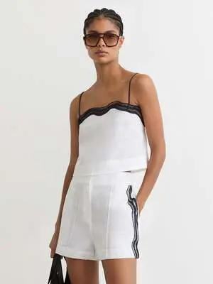 REISS Linen Scallop-trim Shorts