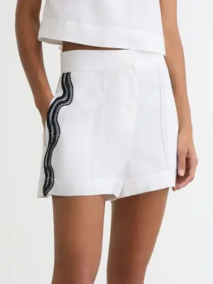 REISS Linen Scallop-trim Shorts