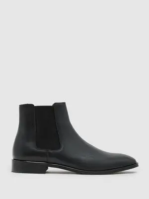 REISS Elba Leather Chelsea Boots - Black