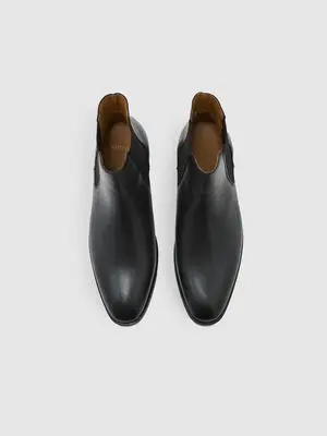 REISS Elba Leather Chelsea Boots - Black