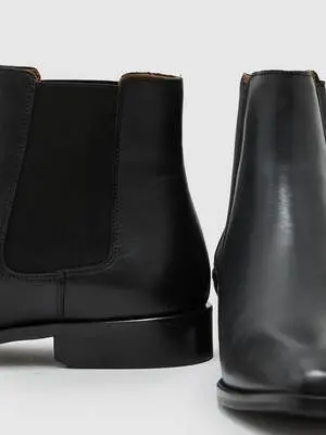 REISS Elba Leather Chelsea Boots - Black