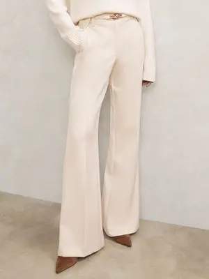 REISS Leona Petite Flared Belted Trousers With Knot-hardware