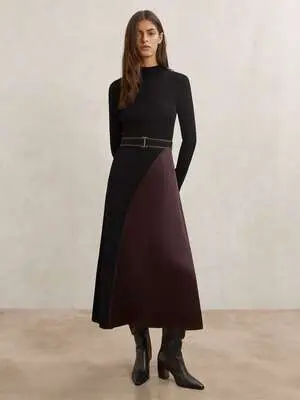 REISS Colour-block Knitted Midi Dress