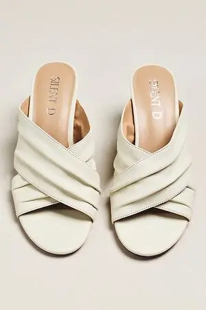 SILENT D X-strap Mule Heels - White Leather