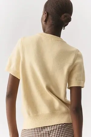 Maeve Short-sleeve Crew Neck Cardigan Sweater - Lemonade