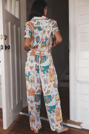 LYREBIRD Printed Silky Barrel Pajama Pants