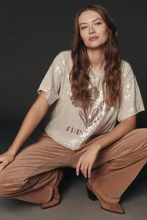Anthropologie Sequin Graphic Tee