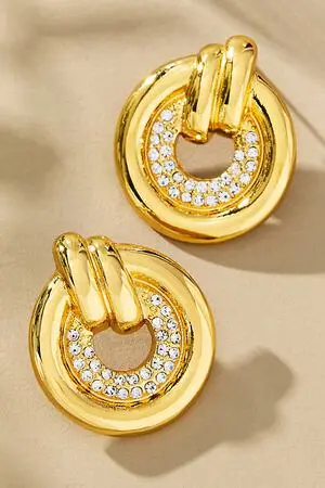 Anthropologie Round Crystal Drop Earrings - Gold