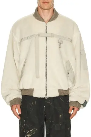 Reese Cooper Sherpa Fleece Bomber Jacket - Cream