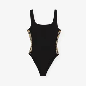 Burberry Check Trim Swimsuit - Black