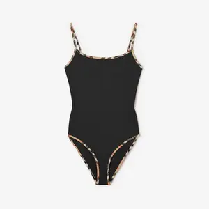 Burberry Check Trim One-piece Swimsuit - Black