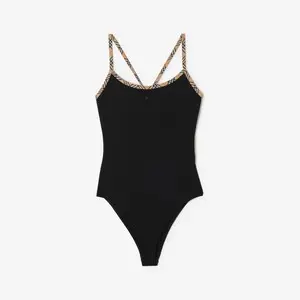 Burberry Check Trim Swimsuit - Black