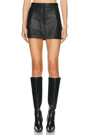 AEXAE Leather Pebble Mini Skirt - Pebble Black