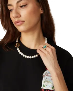 Casablanca Medium Pearl Logo Necklace