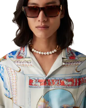 Casablanca Medium Pearl Logo Necklace